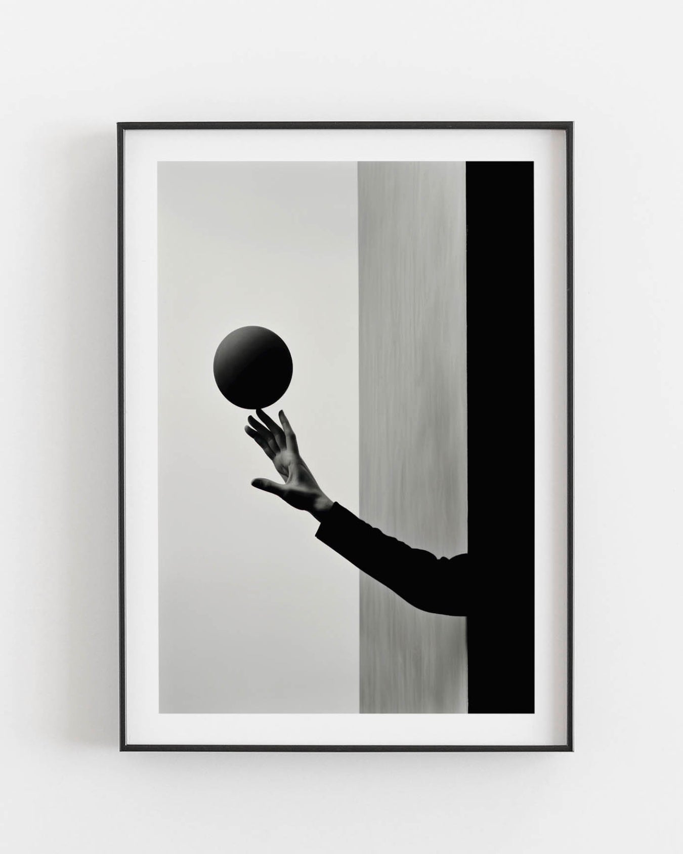 Balance - Monochrome Photography of Hand Holding Sphere – Poster Wall