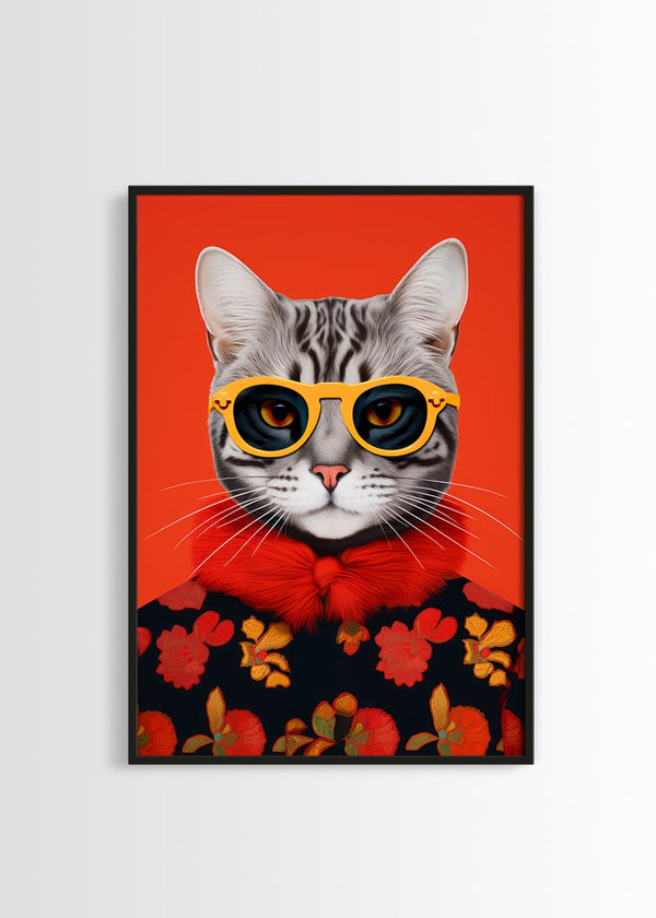 Stylish Fashion Cat Poster - Modern print for cat or fashion lovers ...