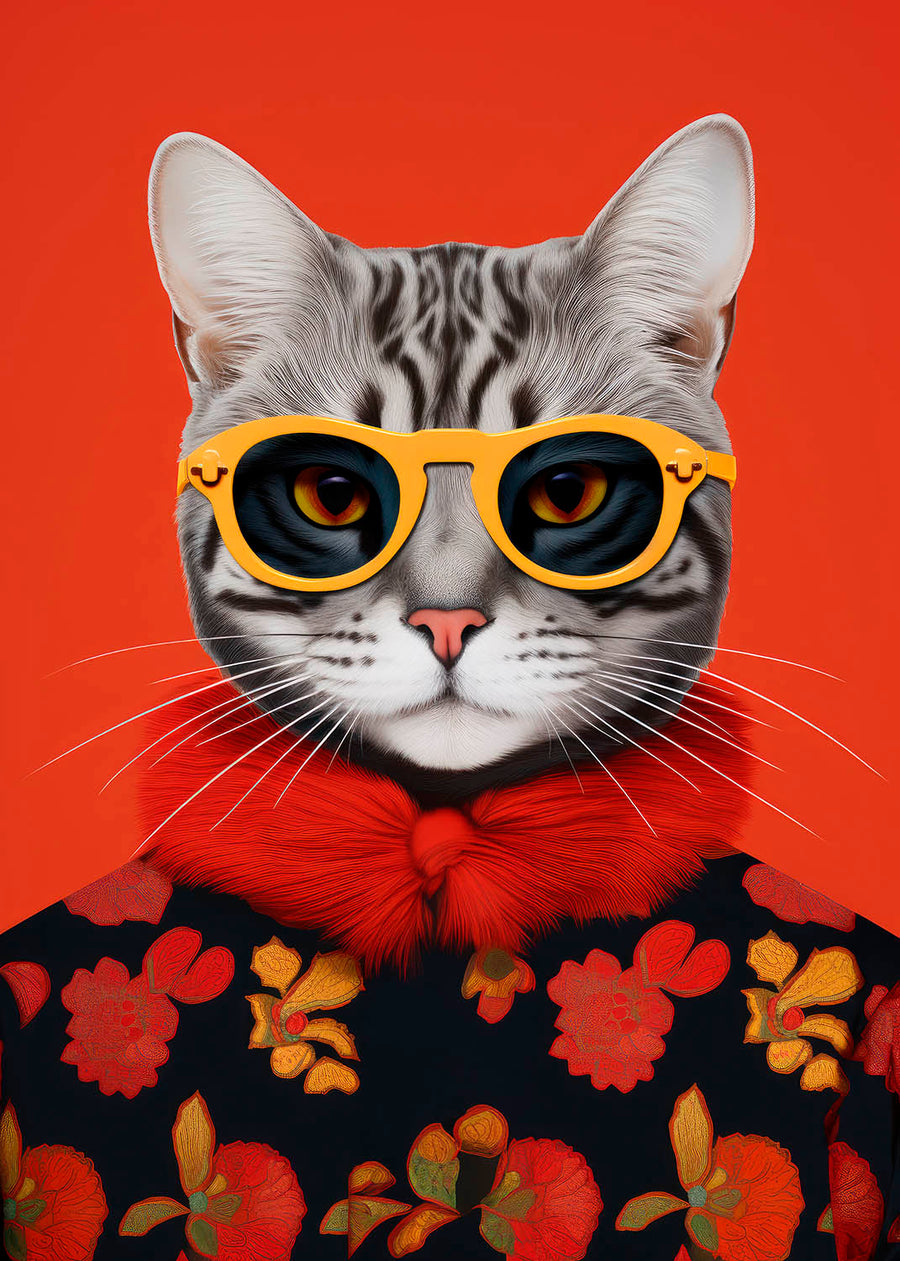 Stylish Fashion Cat Poster - Modern print for cat or fashion lovers ...