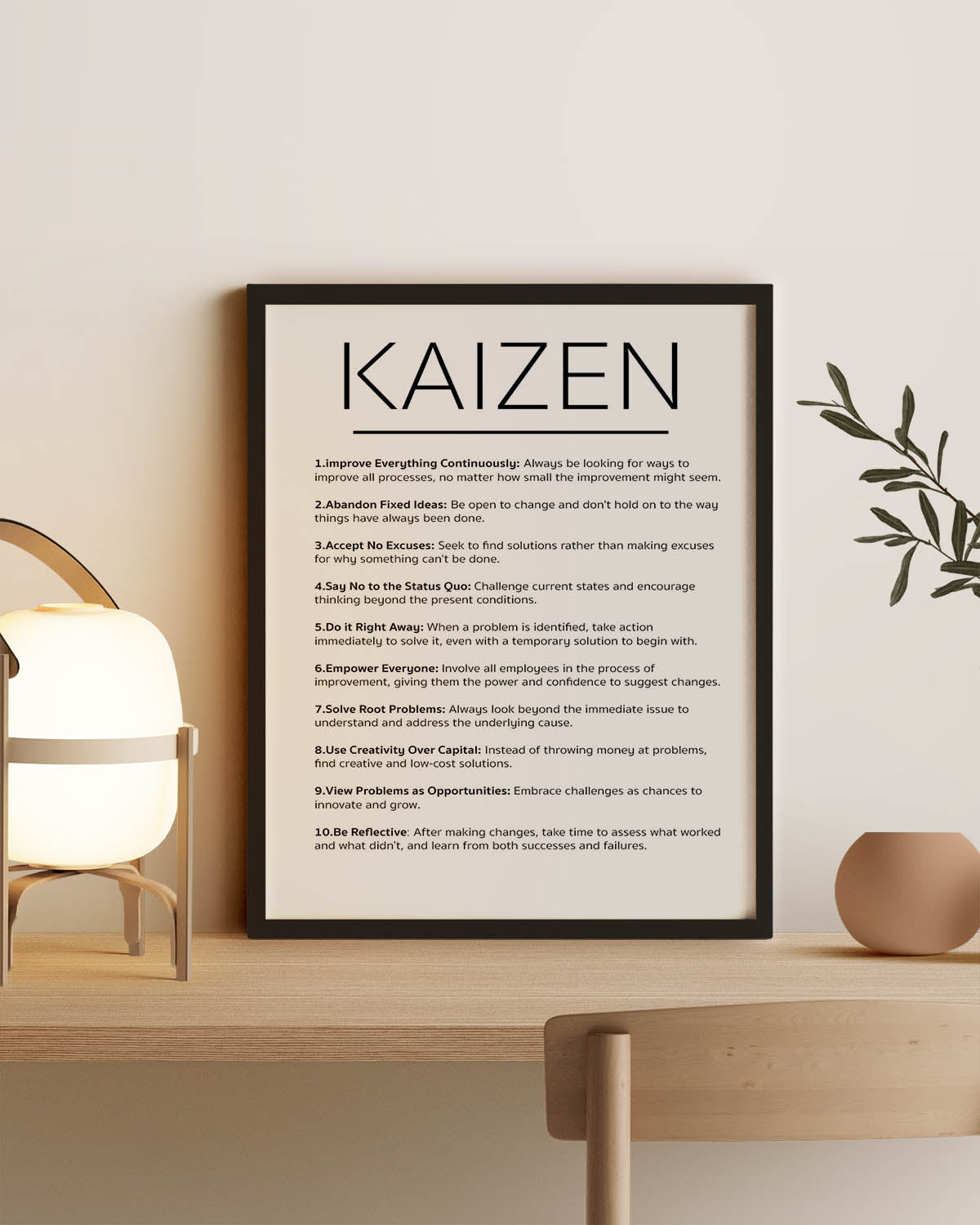 Kaizen Principles Poster – Continuous Improvement Guide – Poster Wall