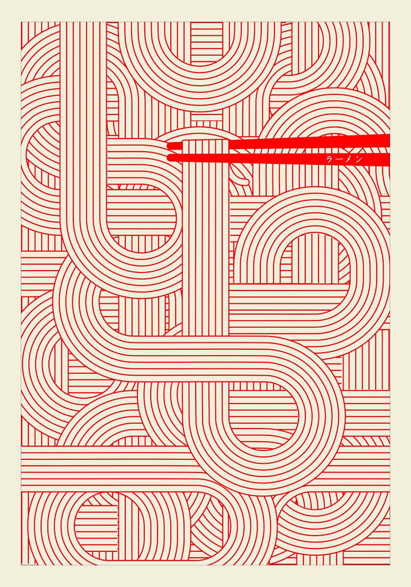 Modern Ramen-Inspired Abstract Art Poster - Japanese Food Poster - SHOP ...
