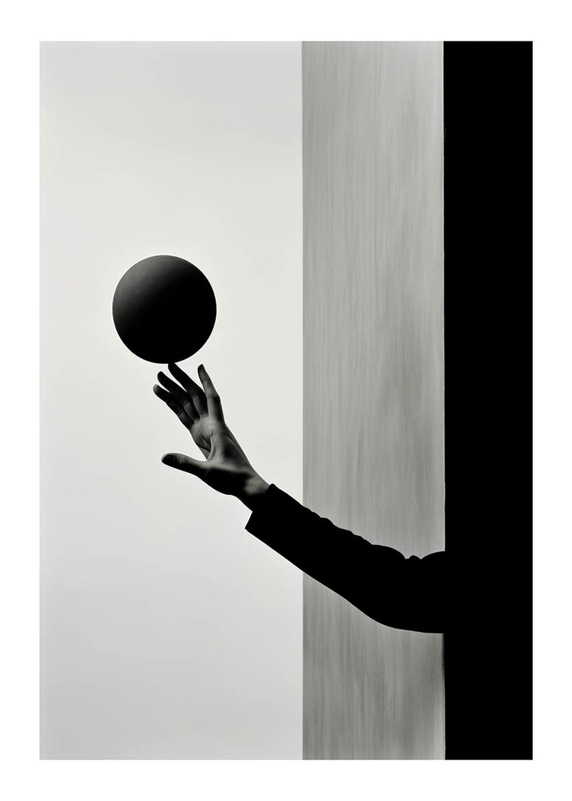 Balance - Monochrome Photography of Hand Holding Sphere – Poster Wall