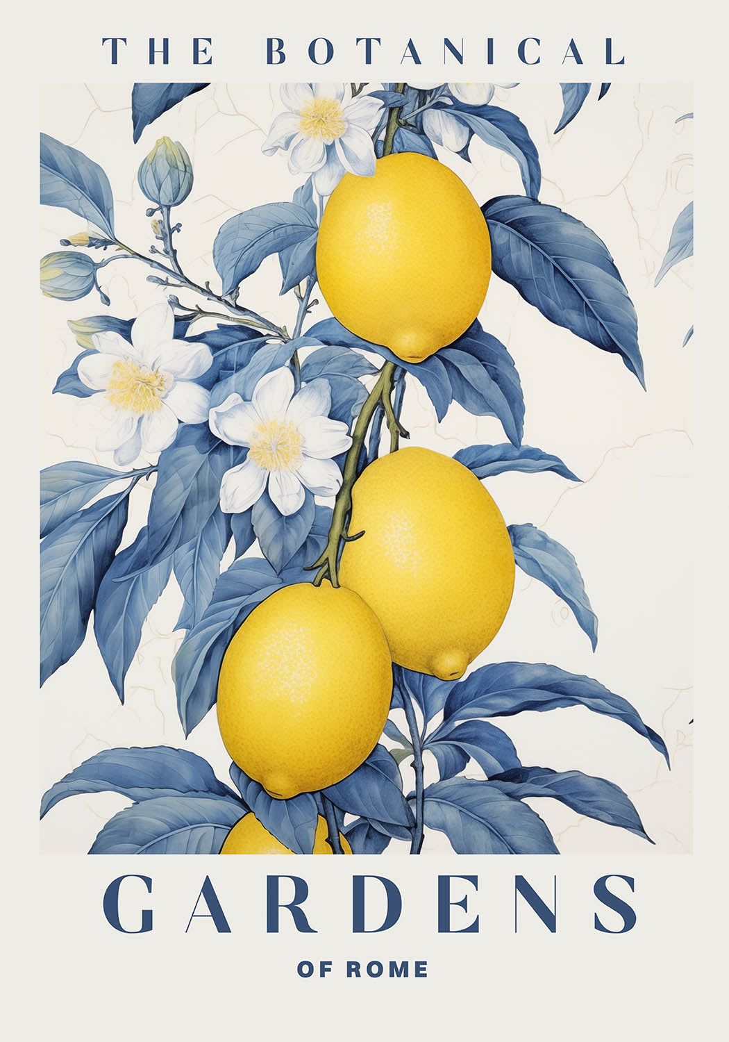 The Botanical Gardens of Rome Poster - Elegant Lemon and Flower Print ...