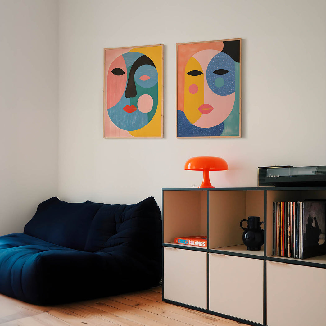 Contemporary abstract poster | Vibrant Geometric Face Design – Poster Wall