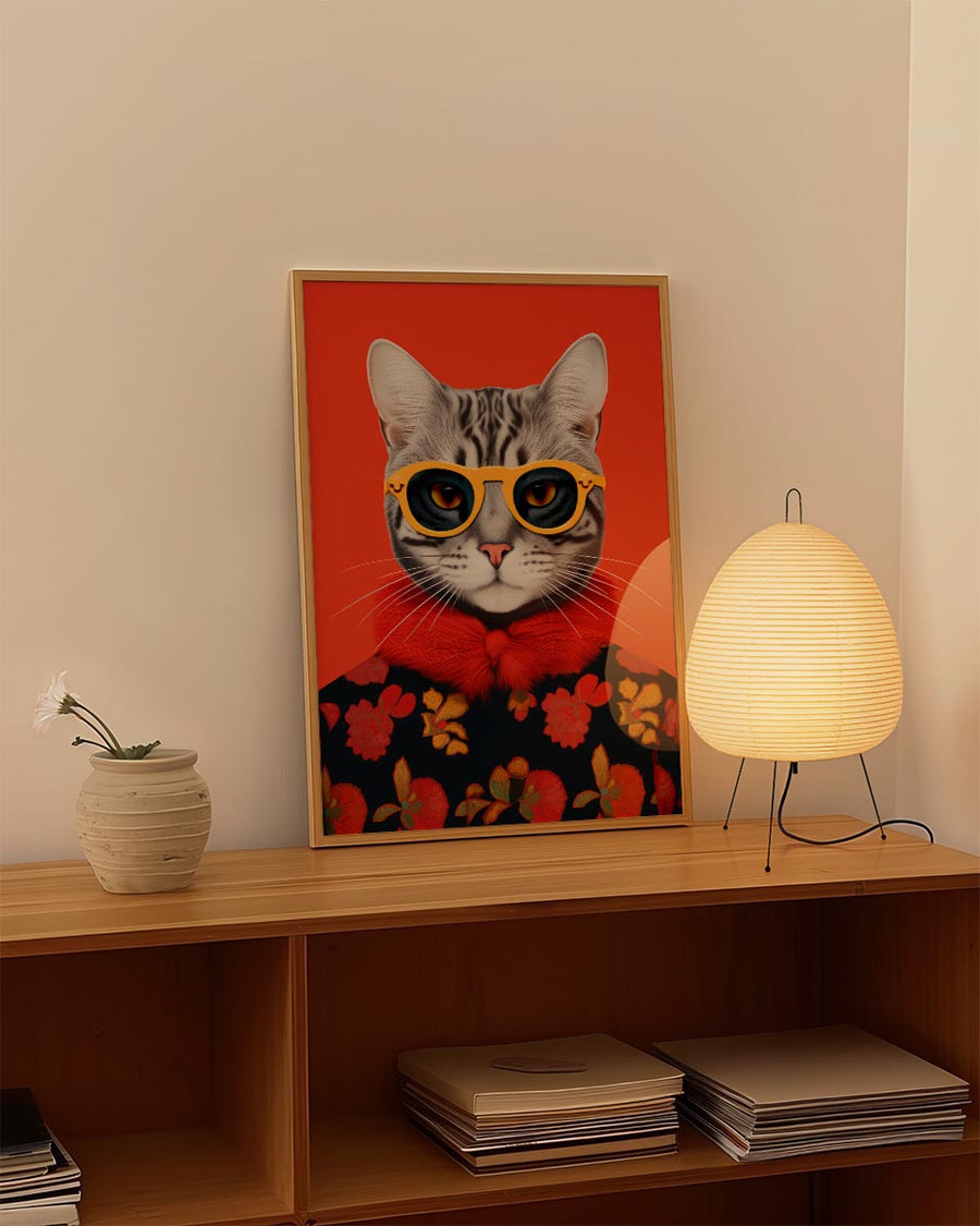 Stylish Fashion Cat Poster - Modern print for cat or fashion lovers ...