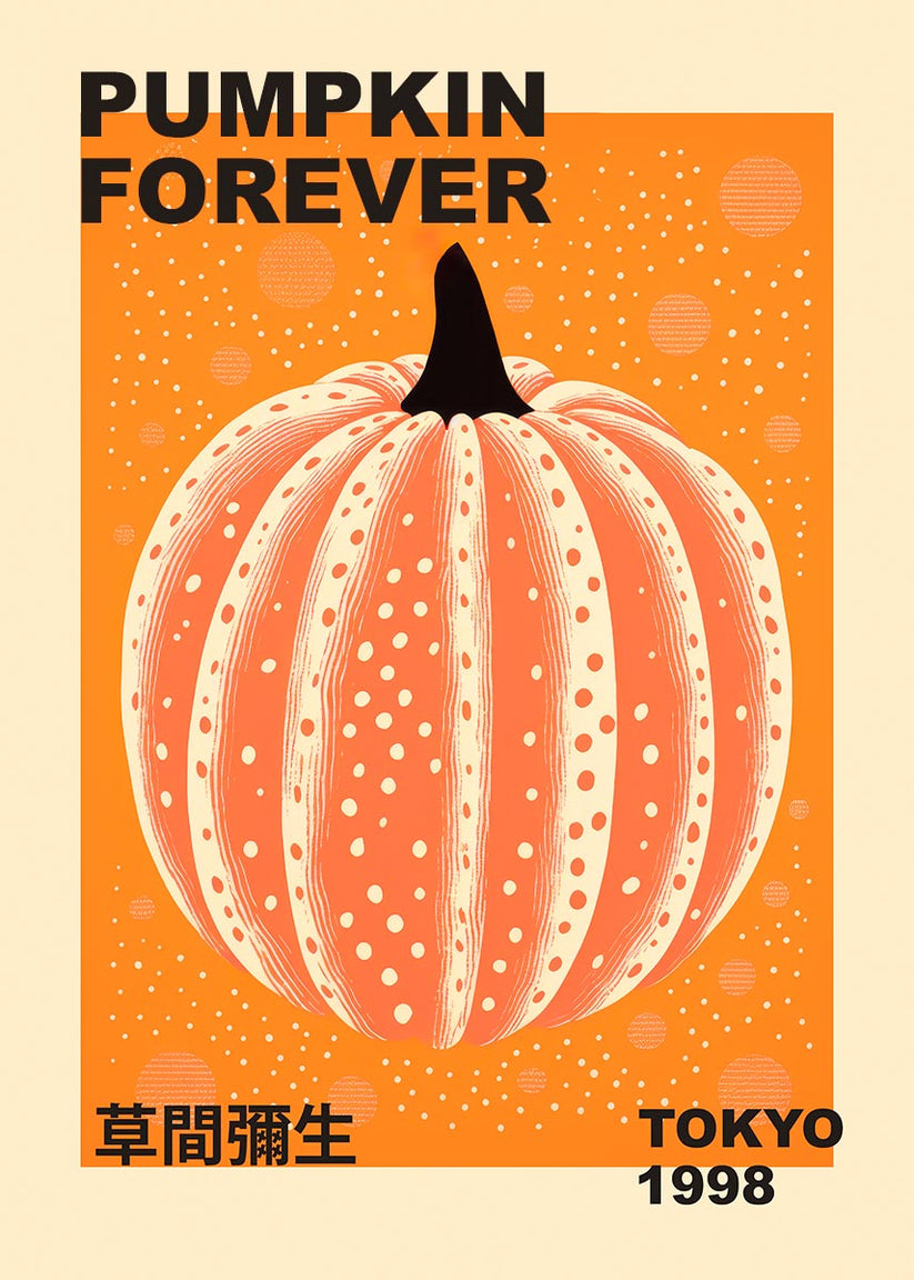 Yayoi Kusama Inspired Orange Pumpkin Poster | Contemporary Art Decor ...