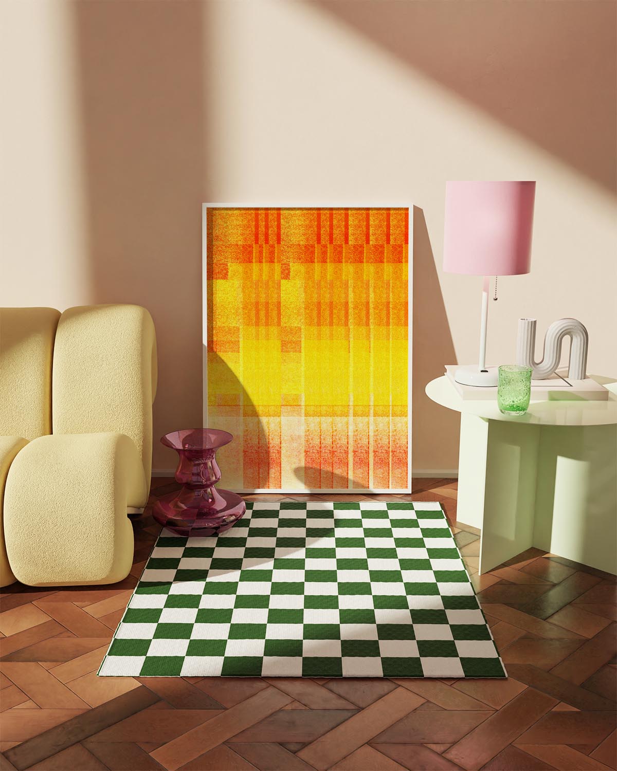 Radiant Sunbeam Abstract Poster - Warm Yellow Gradient Art to Elevate ...