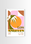 Los Angeles California sunset poster. Mid-century retro style poster ...