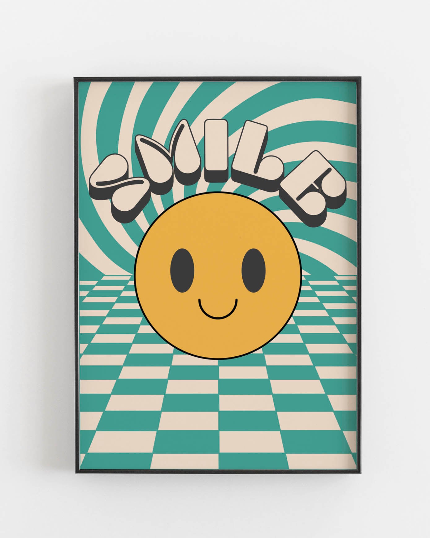 Yellow Smiley Face Poster with Green Dotted Background: A Perfect Blend ...