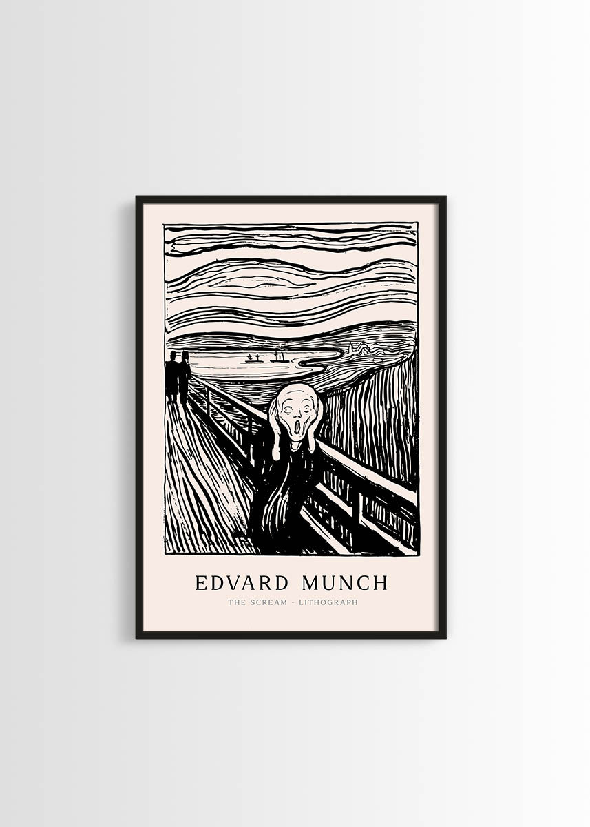 Edvard Munch the scream black and white poster – Poster Wall