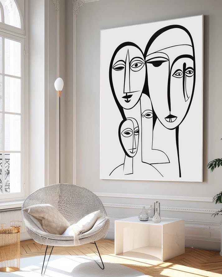 Minimalist Abstract Faces Poster | Black & White Wall Art for Modern ...