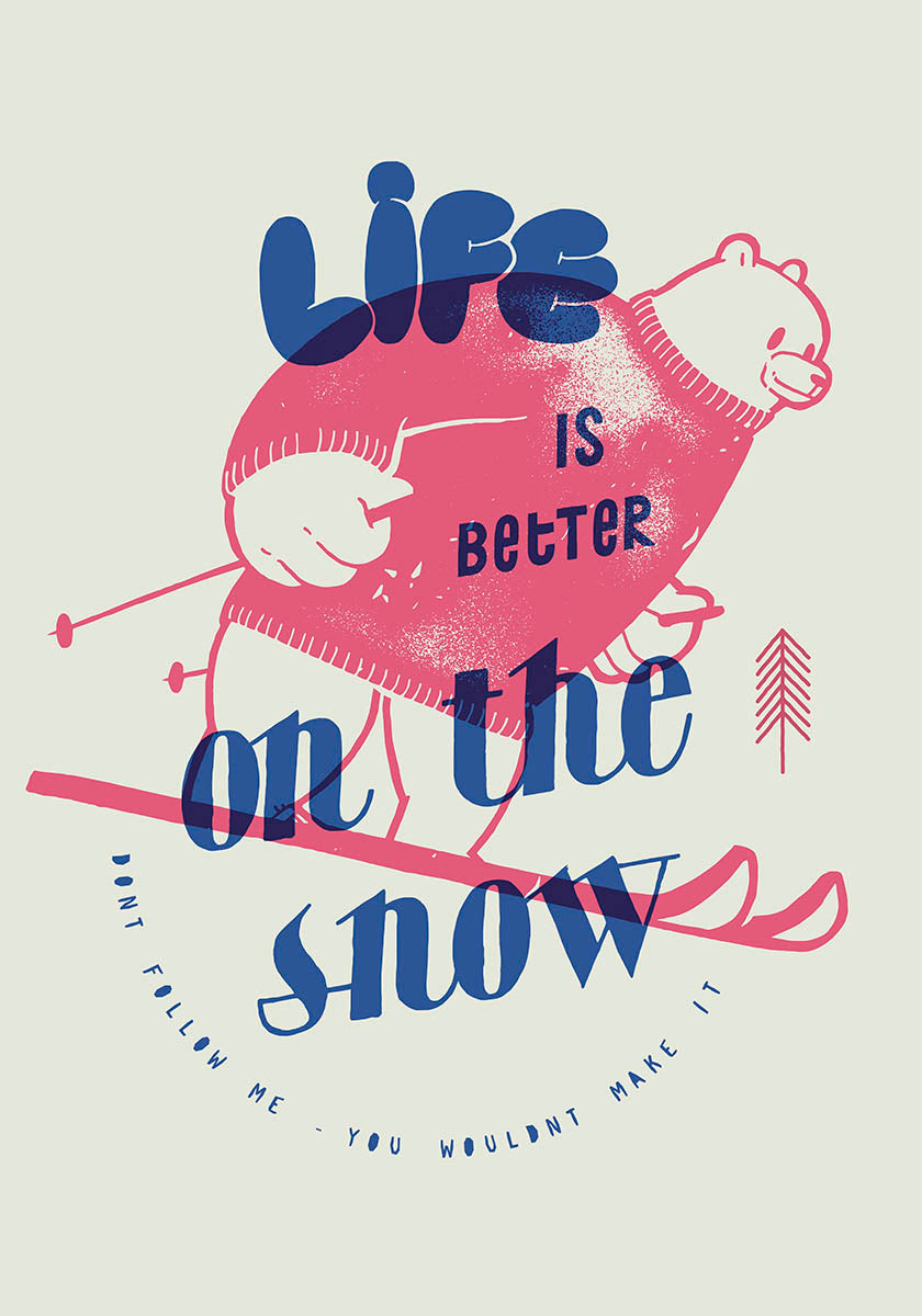 Winter Skiing Inspiration - Bear Ski Poster - Perfect Wall Art Decor ...