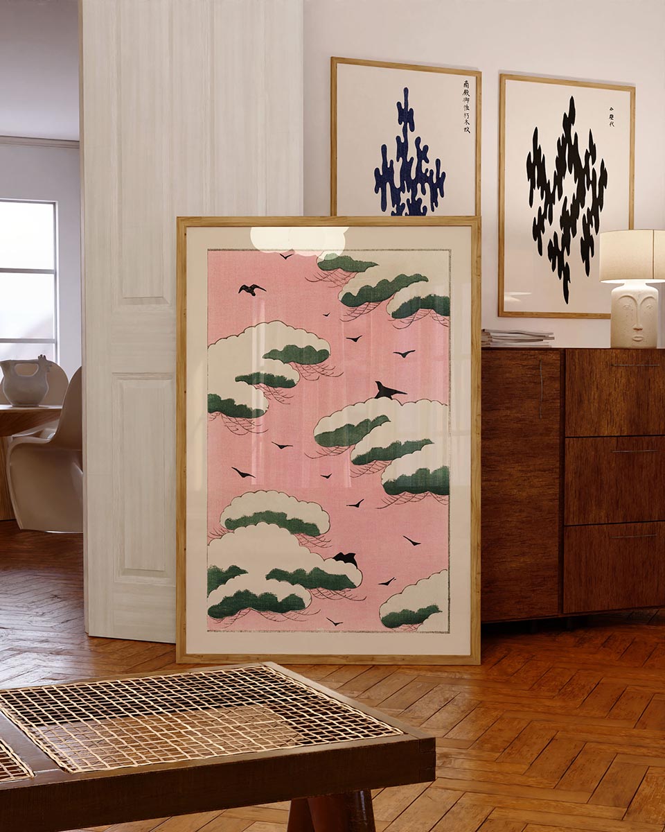 Pink sky by Watanabe Seitei - Japandi style poster – Poster Wall